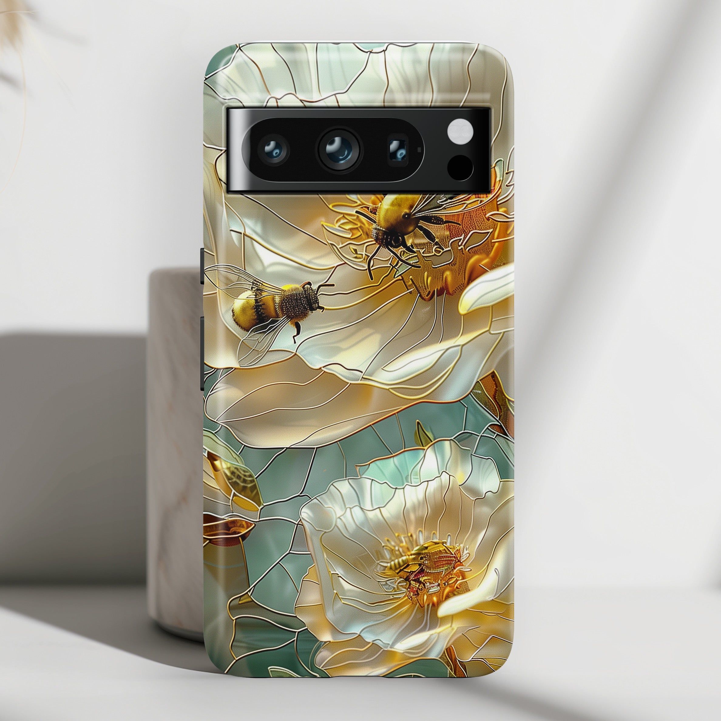 Bees on Flower Stained Glass Design Google Pixel Phone Case – SigCase