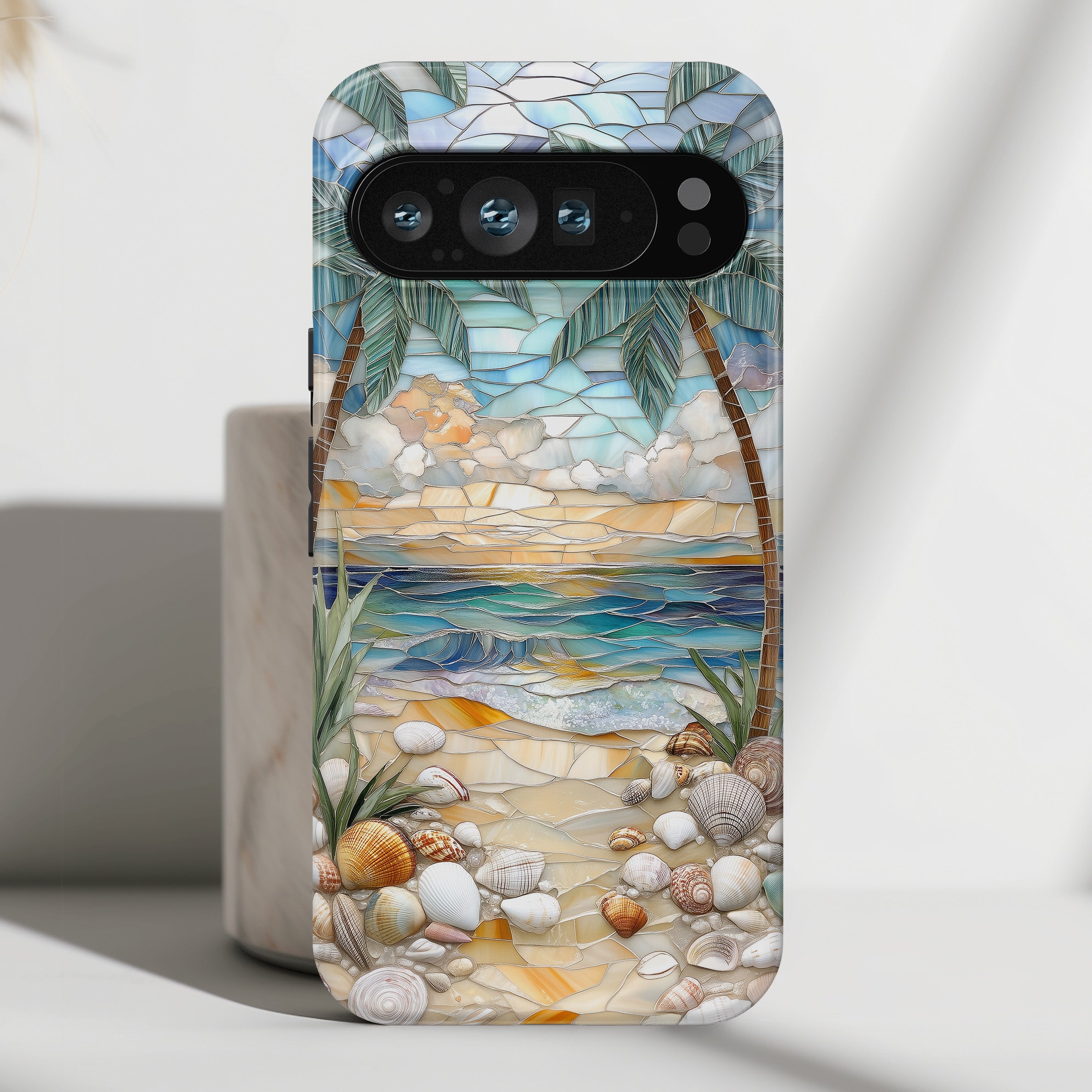 Enchanting Beach Stained Glass Mosaic Design Phone Case for Google Pix ...