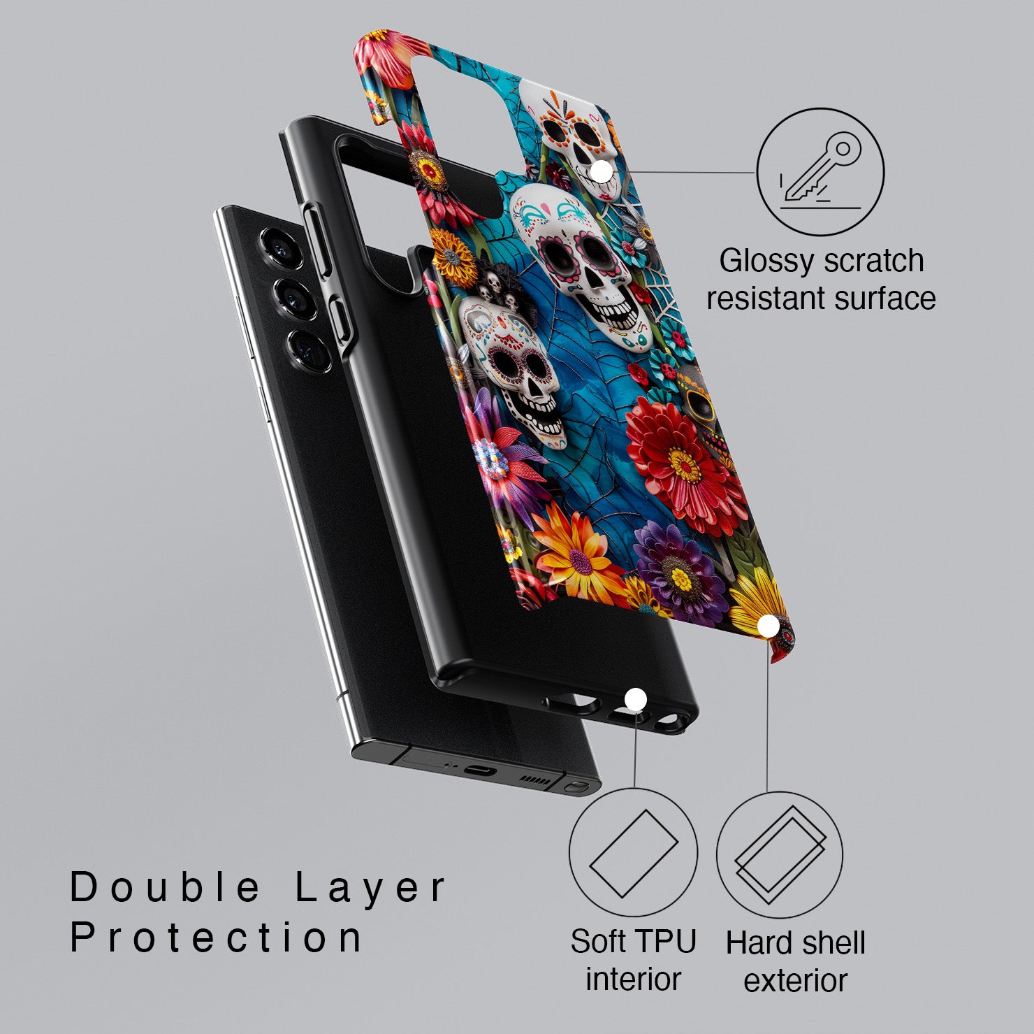 Calaveritas Mexican Sugar Skull Design 2 Case for Galaxy S series Phon ...