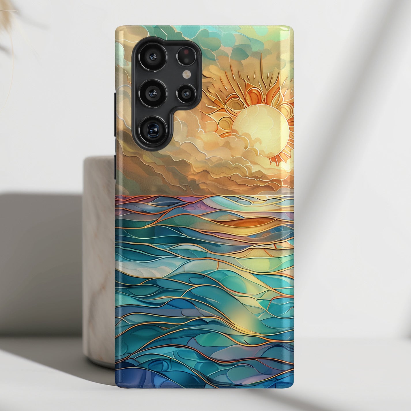 Sun & Ocean Stained Glass Design 1 Print Case for Galaxy S series Phon ...