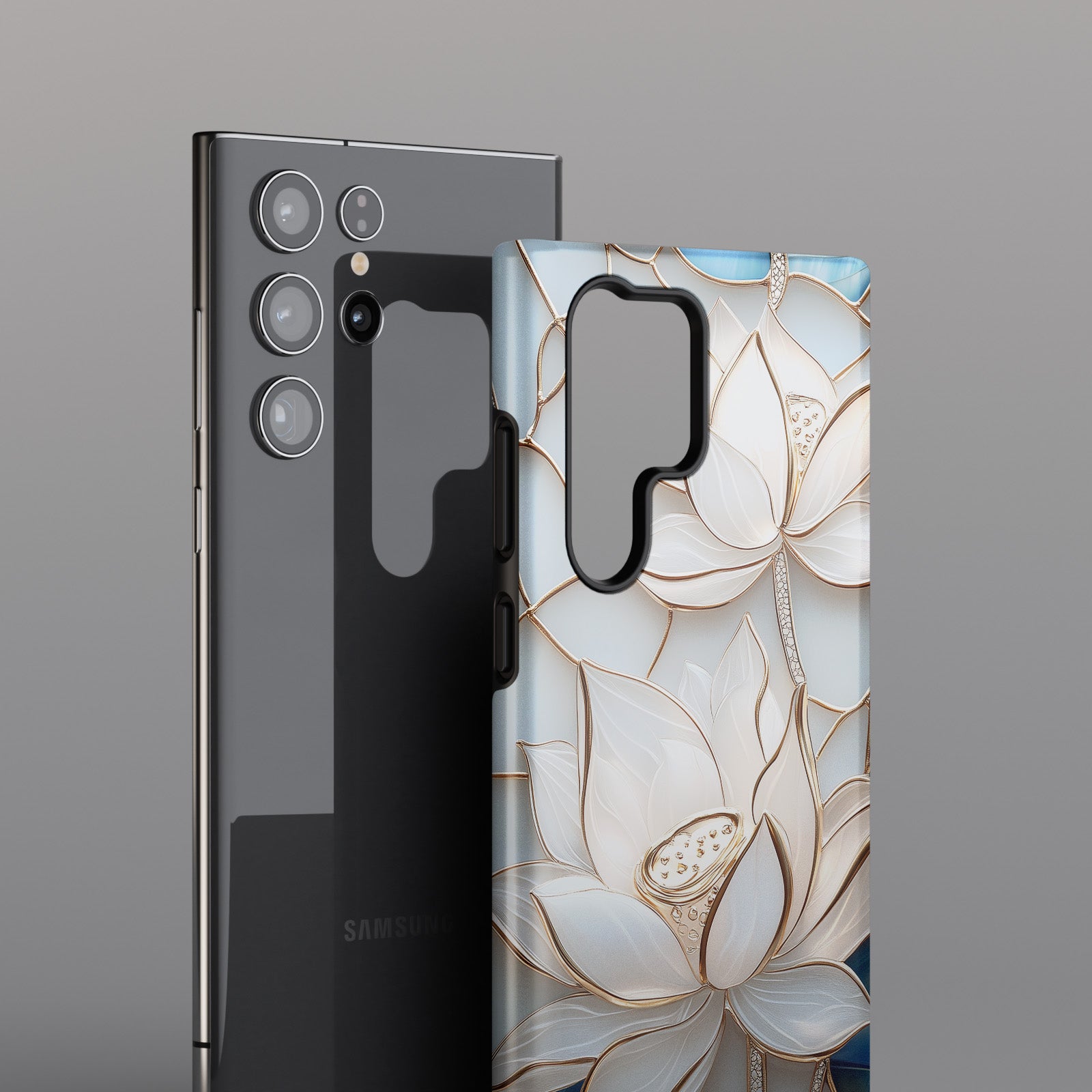 White Lotus Stained Glass Design 1 Print Case for Galaxy S series Phon ...