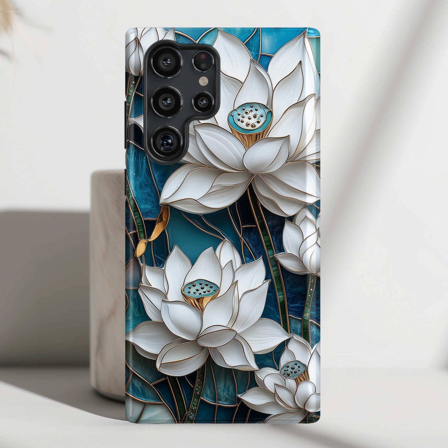 White Lotus Stained Glass Design 2 Print Case for Galaxy S series Phon ...